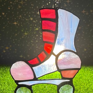 Pink Stained Glass Roller Skate Suncatcher - Etsy