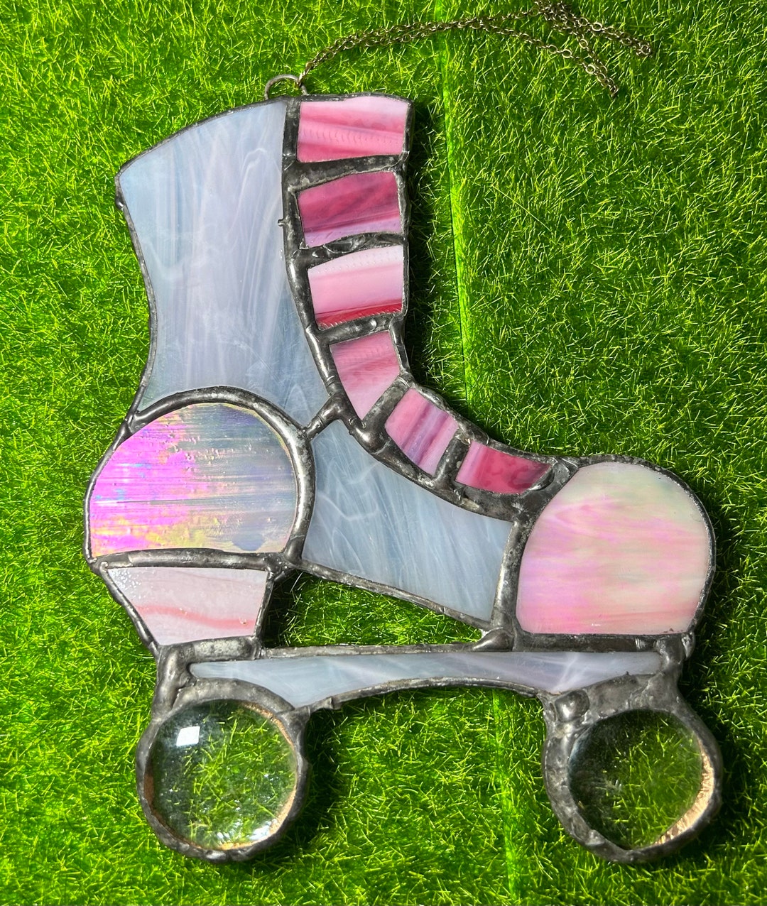 Pink Stained Glass Roller Skate Suncatcher - Etsy