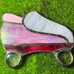Pink Stained Glass Roller Skate Suncatcher - Etsy