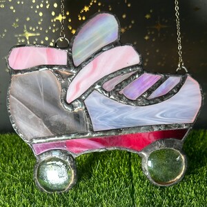 Pink Stained Glass Roller Skate Suncatcher - Etsy