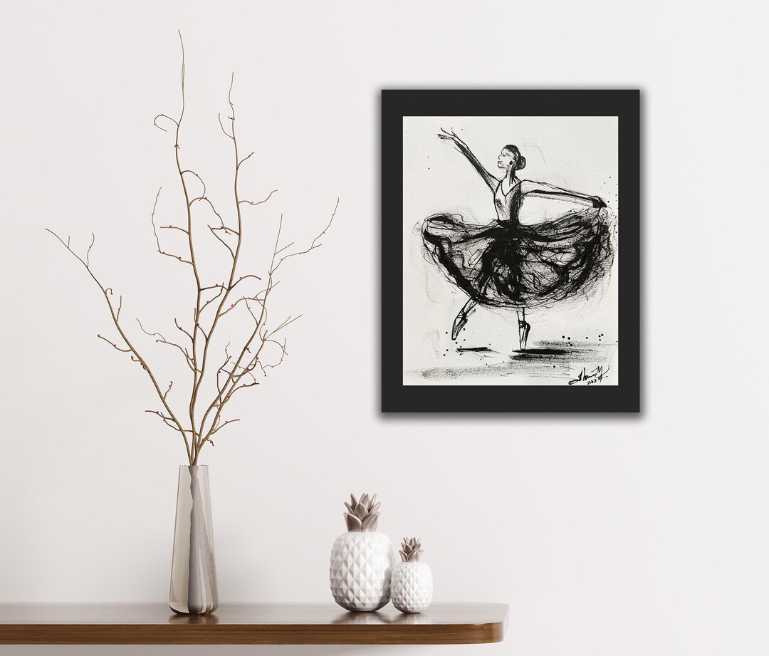 Ballerina Dancer Original Pen and Ink - Art Study - Black White Art ...