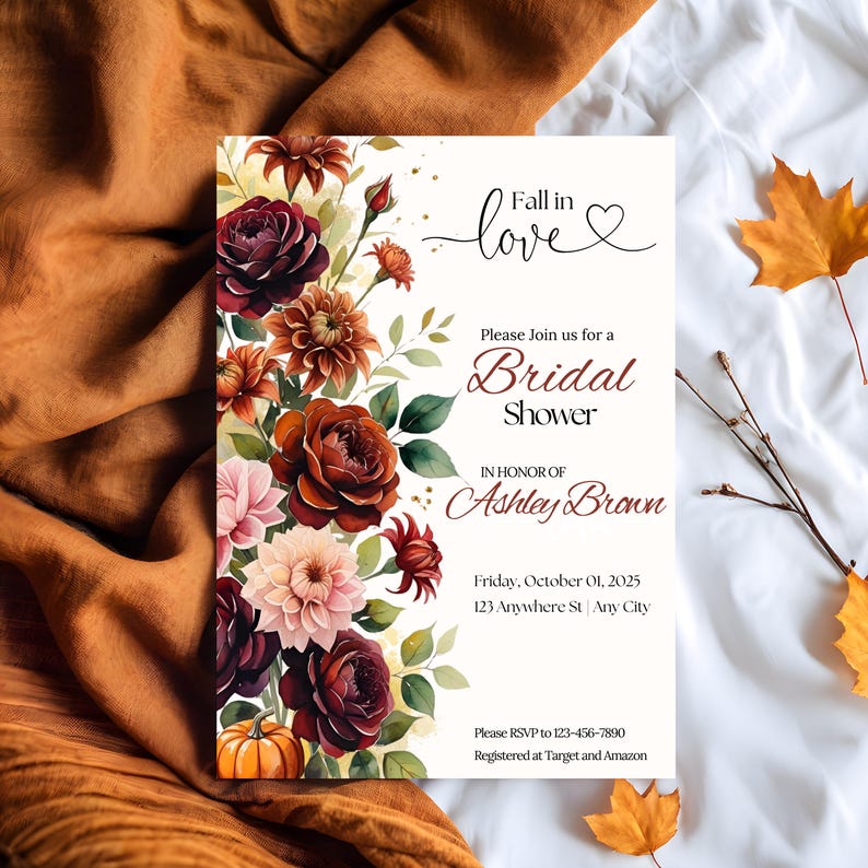 Bridal Shower Invitations, Fall Themed Invitations, Autumn Wedding ...