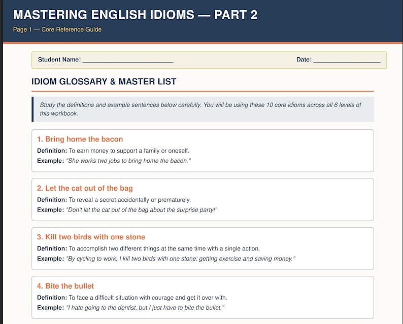 Part 2: Learn English Idioms - Etsy