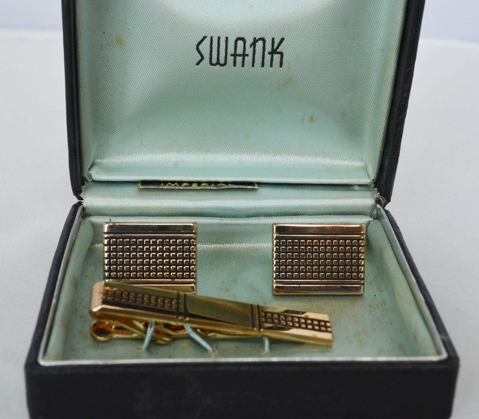 Vintage SWANK imperial Cufflinks Tie Clip Groom - Etsy