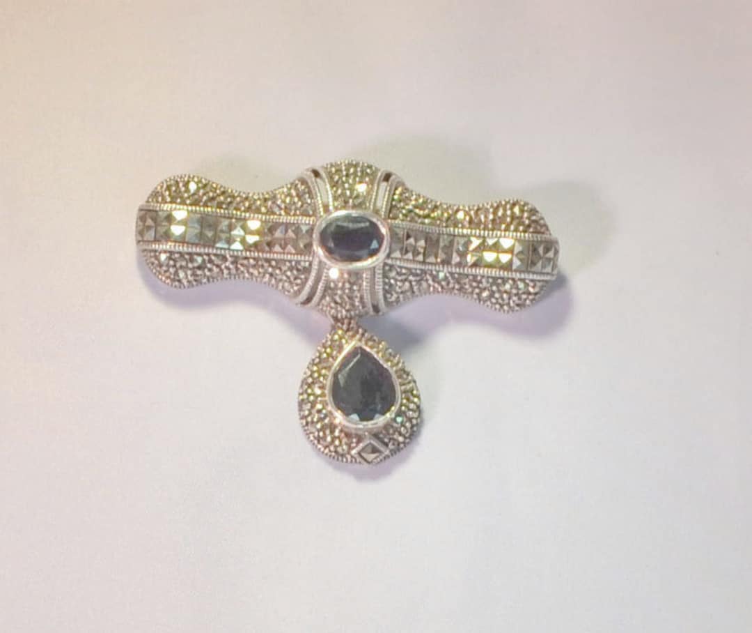 Vintage STERLING JUDITH JACK Pin Onyx Art Deco Signed - Etsy