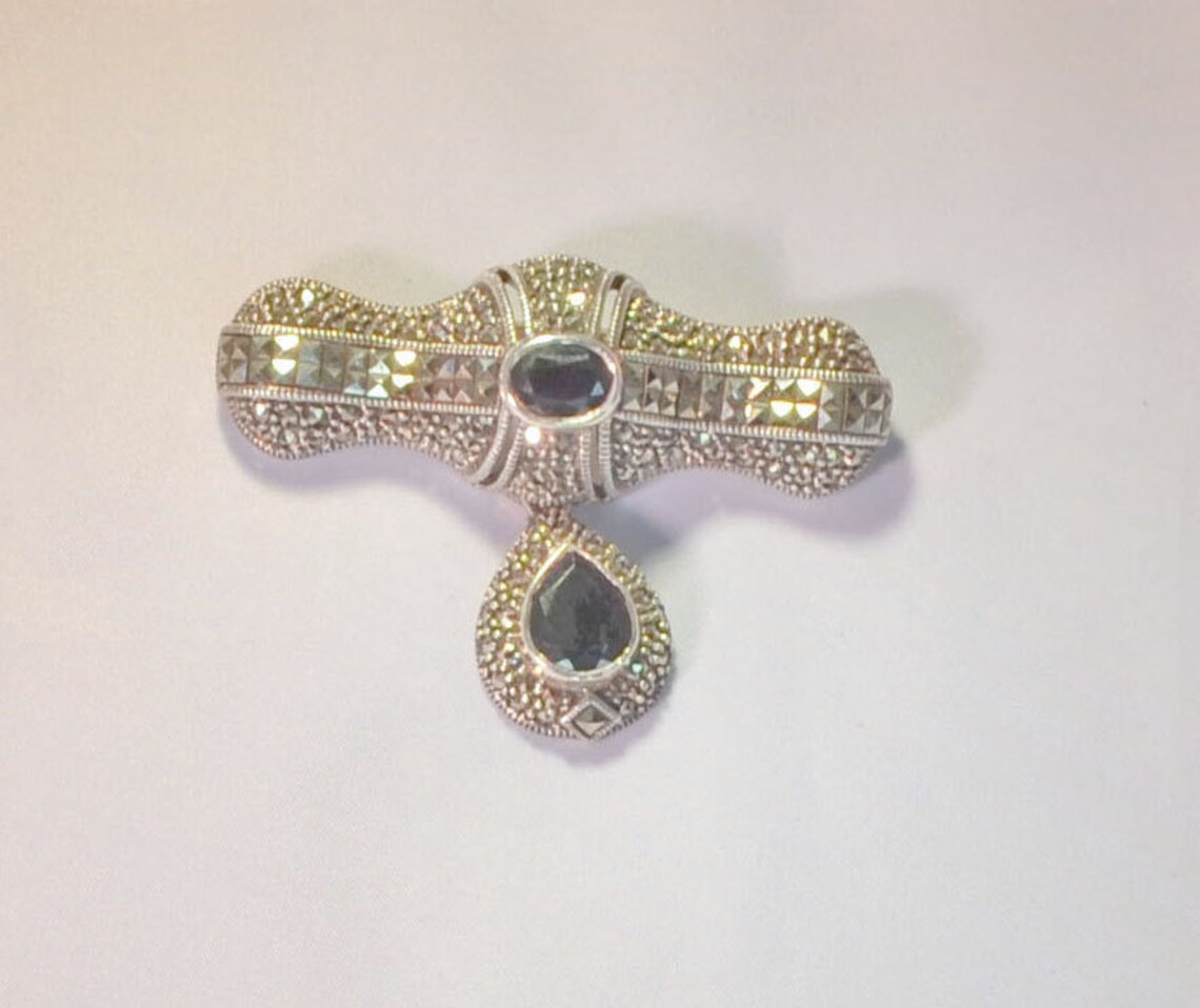 Vintage STERLING JUDITH JACK Pin Onyx Art Deco Signed - Etsy