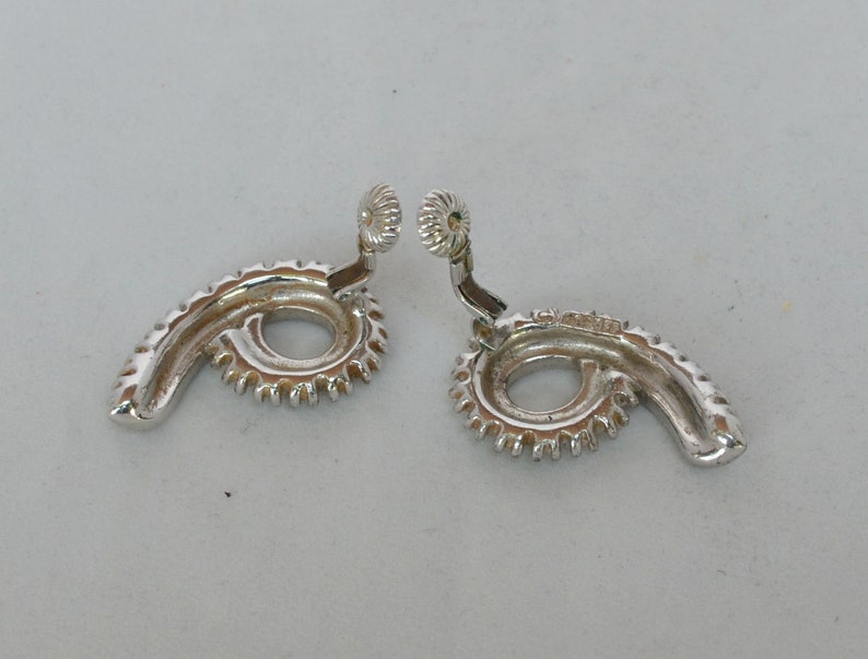 Vintage HENRY BOGOFF Rhinestone Earrings Swirl Design Clip-ons 1940s Tl ...