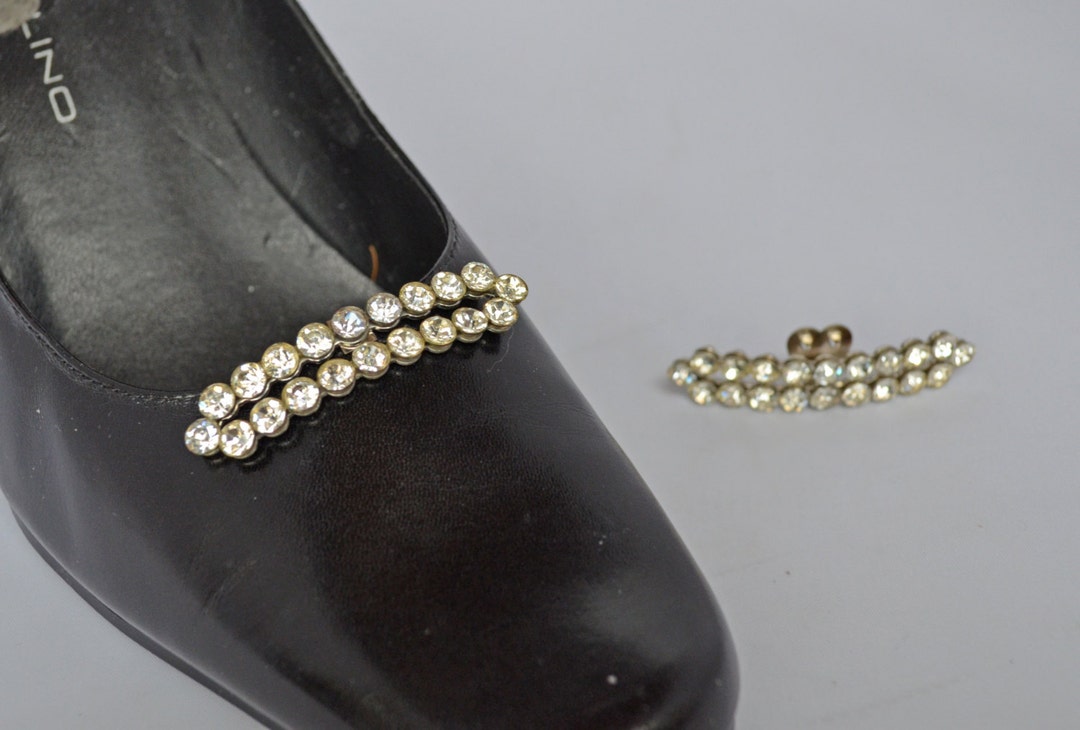 Vintage 1940s Art Deco Rhinestone Shoe Clips Bridal - Etsy
