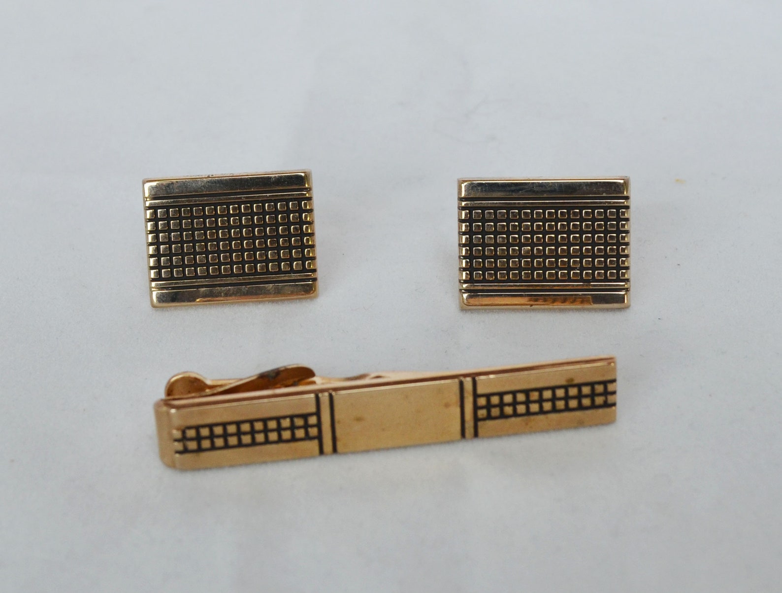 Vintage SWANK imperial Cufflinks Tie Clip Groom - Etsy