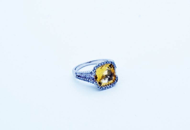Vintage .925 Sterling Silver Dinner Ring With 2 Carat Square Cut ...