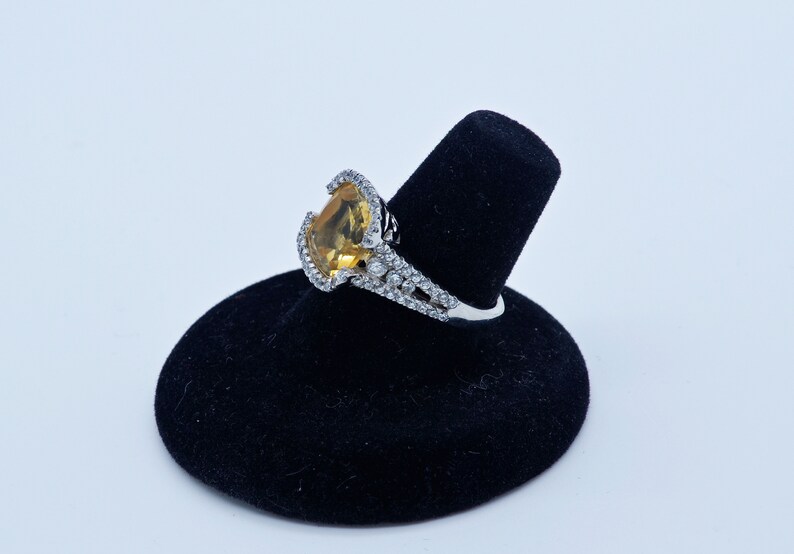 Vintage .925 Sterling Silver Dinner Ring With 2 Carat Square Cut ...