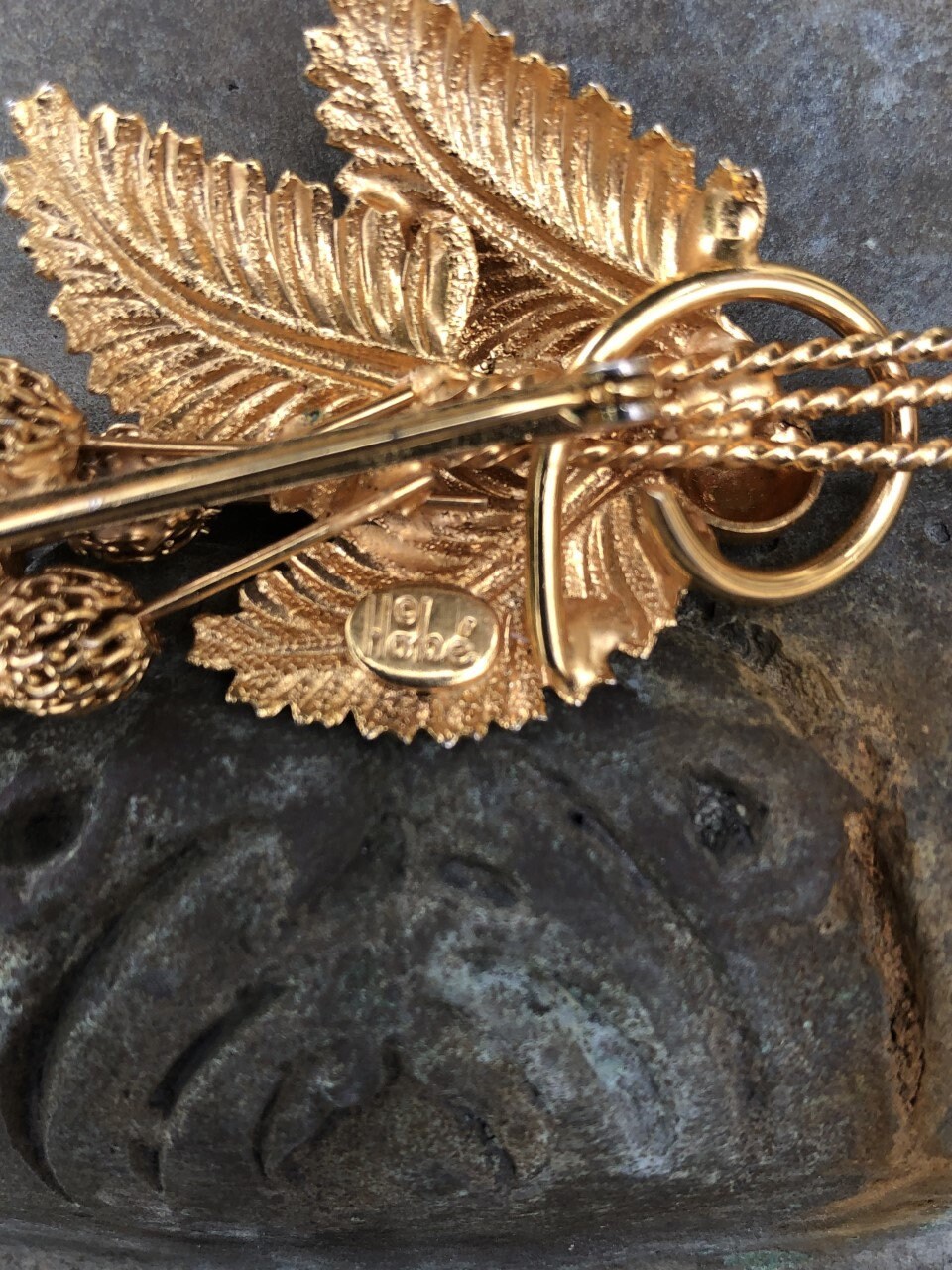 Vintage HOBE Pin Gold Floral Signed - Etsy