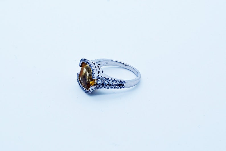 Vintage .925 Sterling Silver Dinner Ring With 2 Carat Square Cut ...
