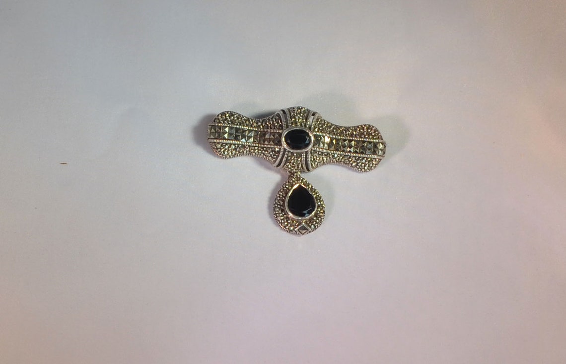 Vintage STERLING JUDITH JACK Pin Onyx Art Deco Signed - Etsy