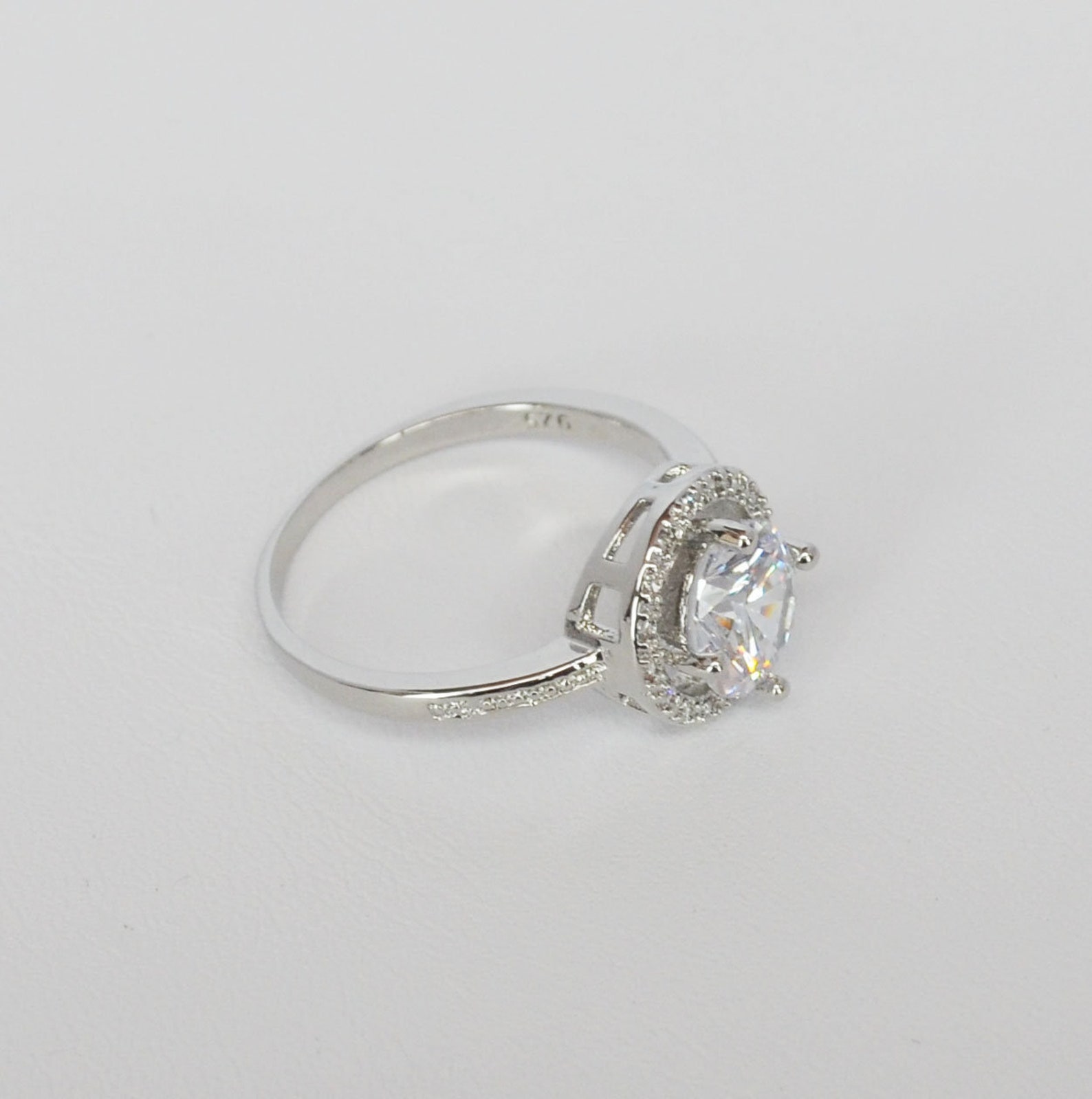 Vintage Sterling Silver Princess Ring With Prong Set Round Cut ...