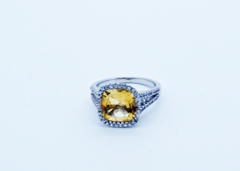 Vintage .925 Sterling Silver Dinner Ring With 2 Carat Square Cut ...