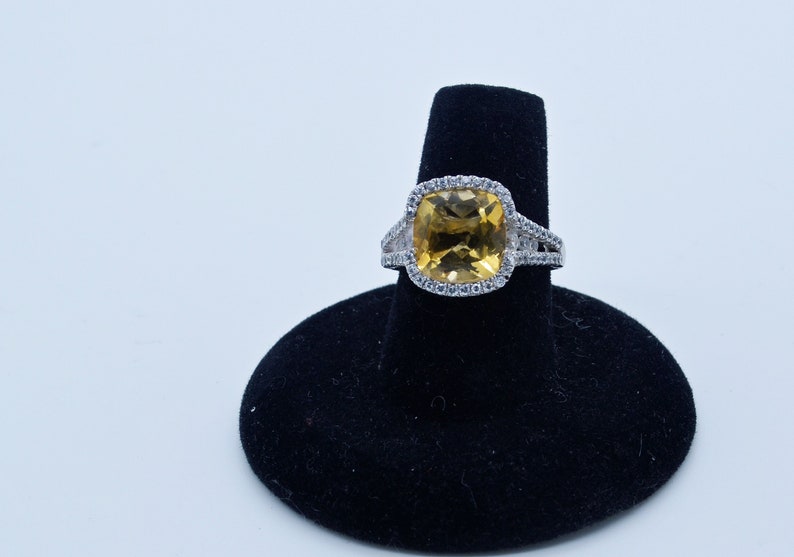 Vintage .925 Sterling Silver Dinner Ring With 2 Carat Square Cut ...