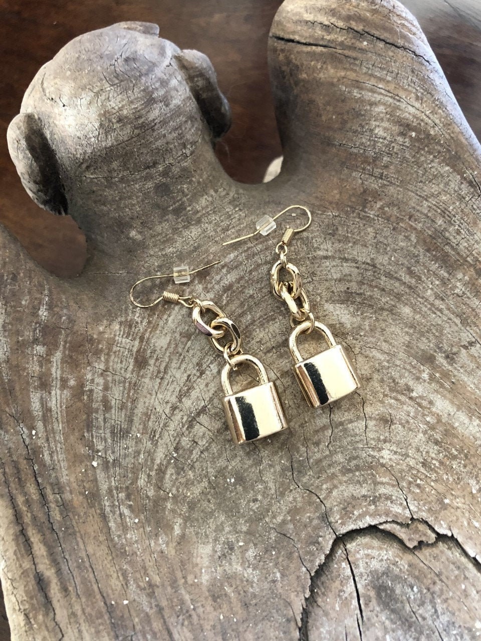 Vintage Gold Tone "pad Lock" Drop Pierce Earrings Dangle 2 Inch Drop - Etsy