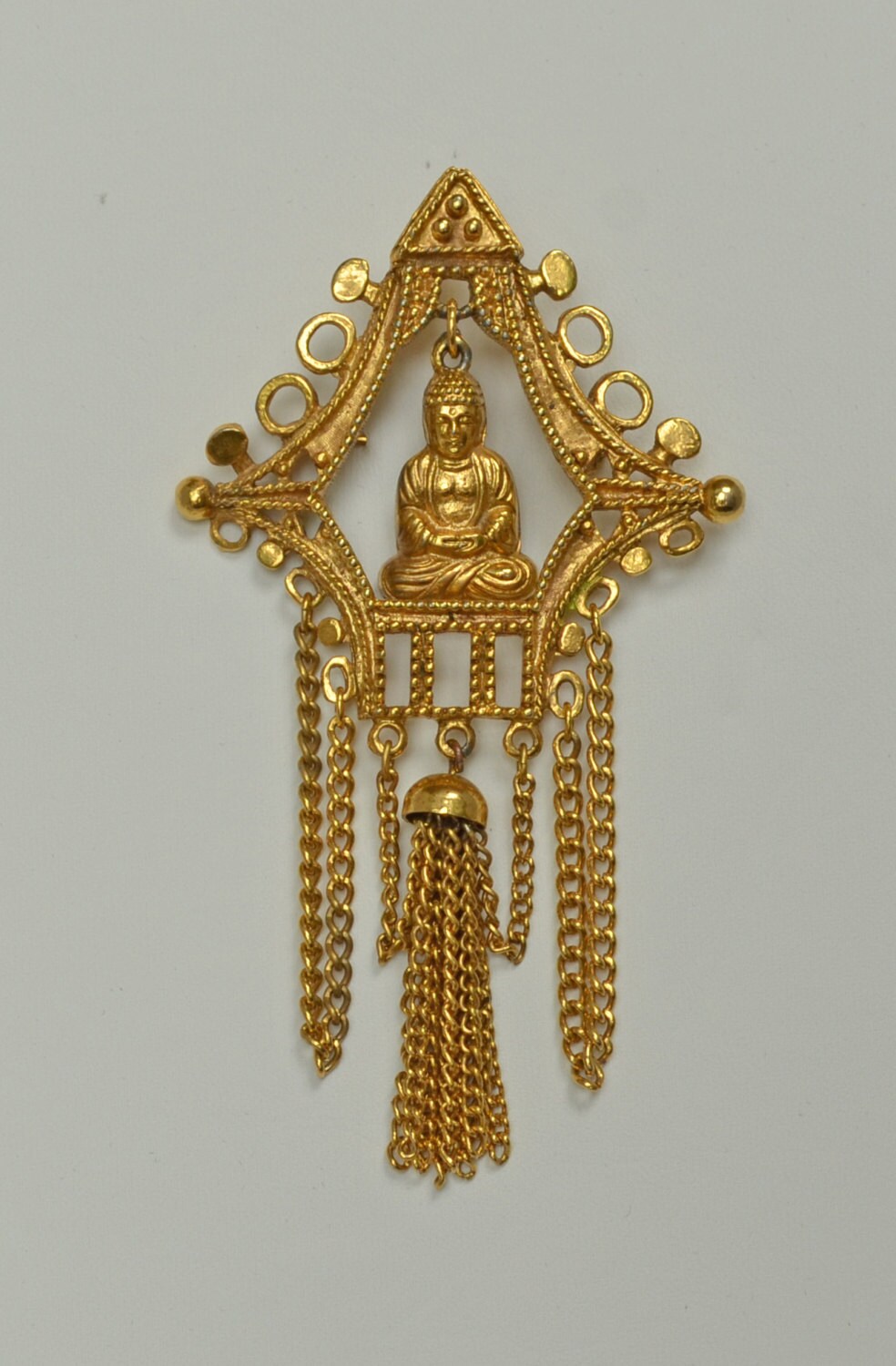 Showstopper Vintage ART 18k GP Buddha in Temple Brooch Pin - Etsy