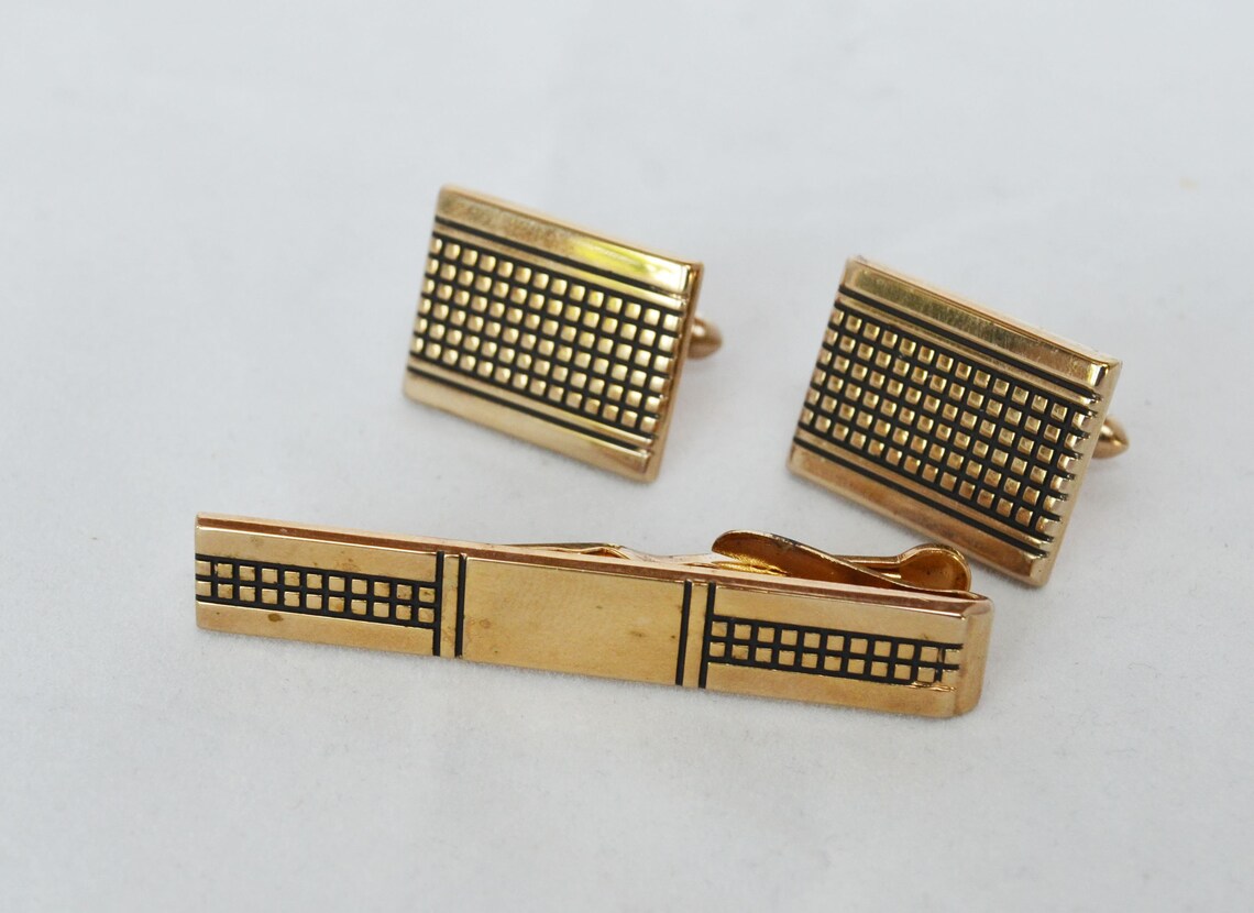 Vintage SWANK imperial Cufflinks Tie Clip Groom - Etsy