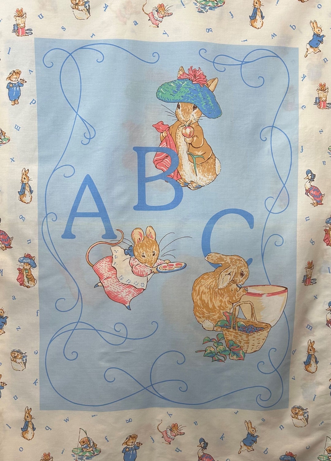 Rare Find Beatrix Potter-abc Blue Panels 1993 Vintage Wall - Etsy