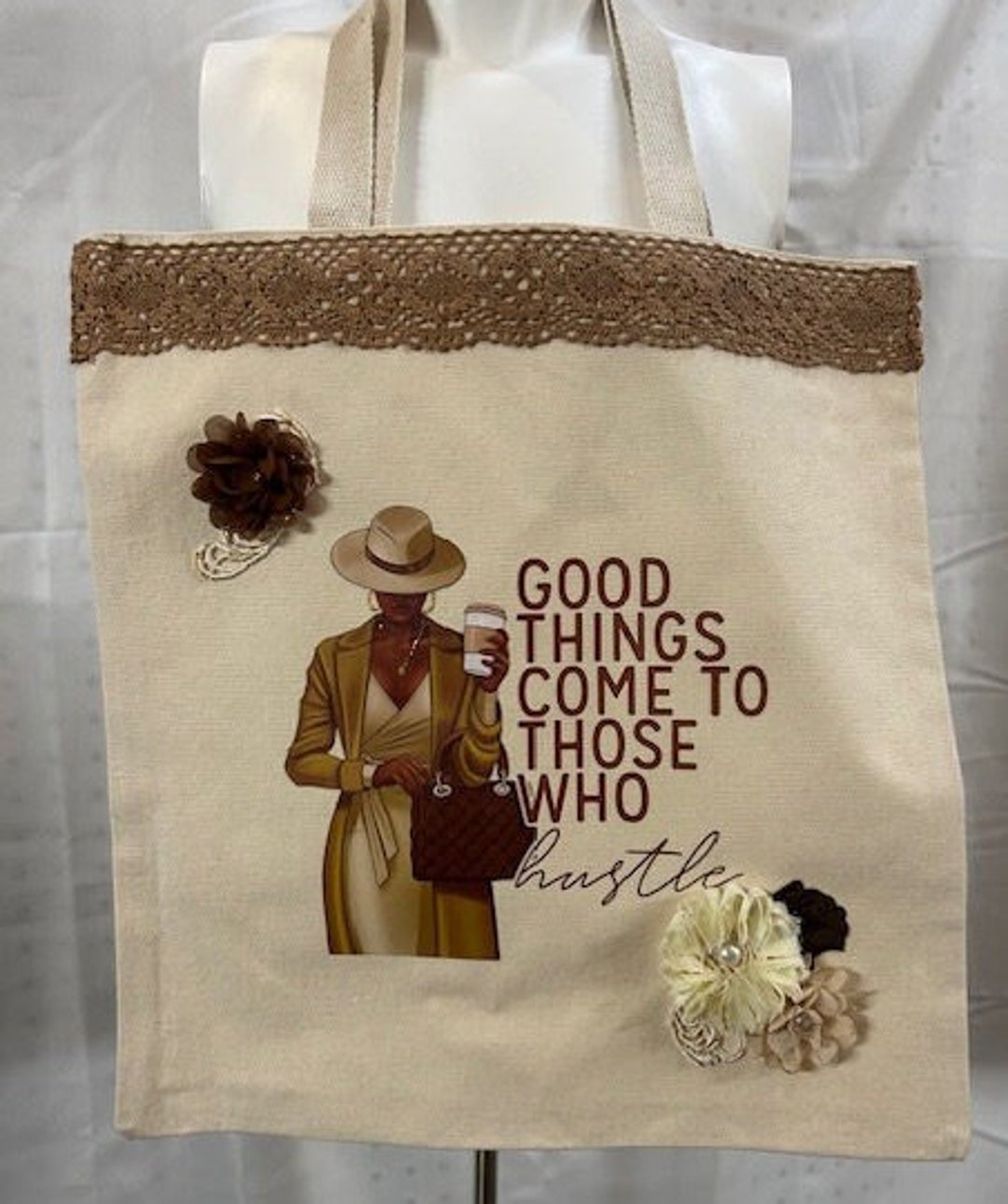 SHABBY CHIC TOTEBAG Custom Made, Cotton Canvas, - Etsy