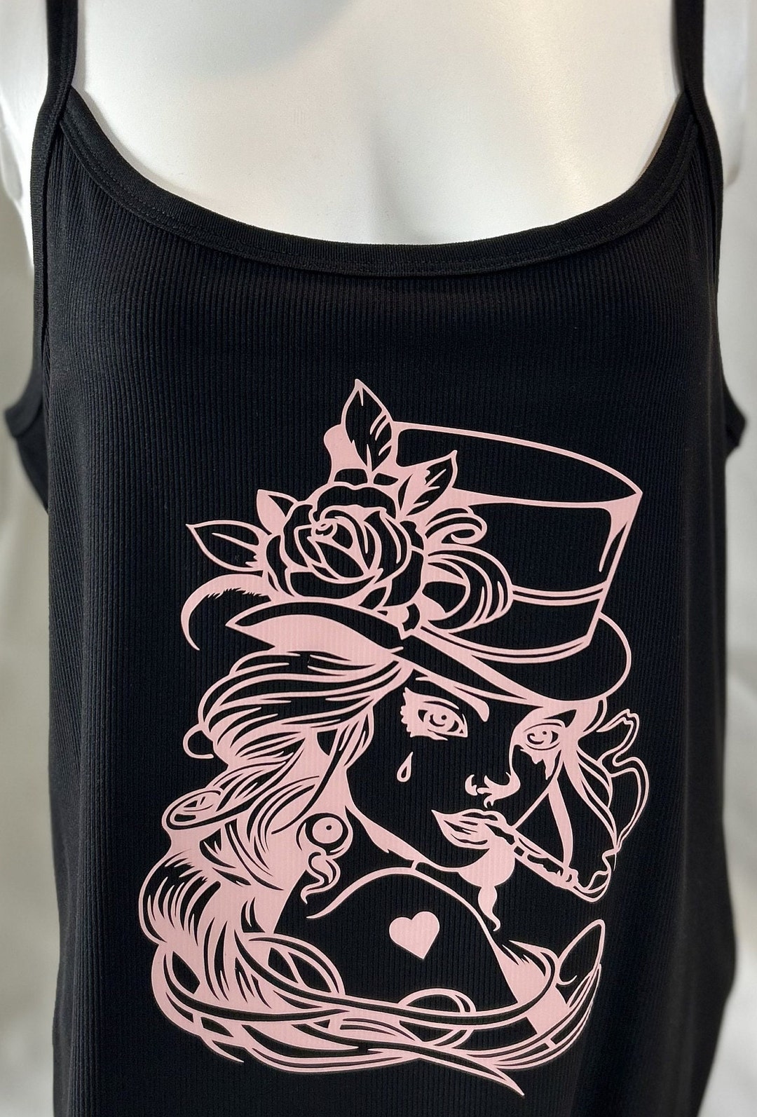 Ribbed Tank Top Latin Steampunk Alice Tank Top, Black Pink HTV - Etsy