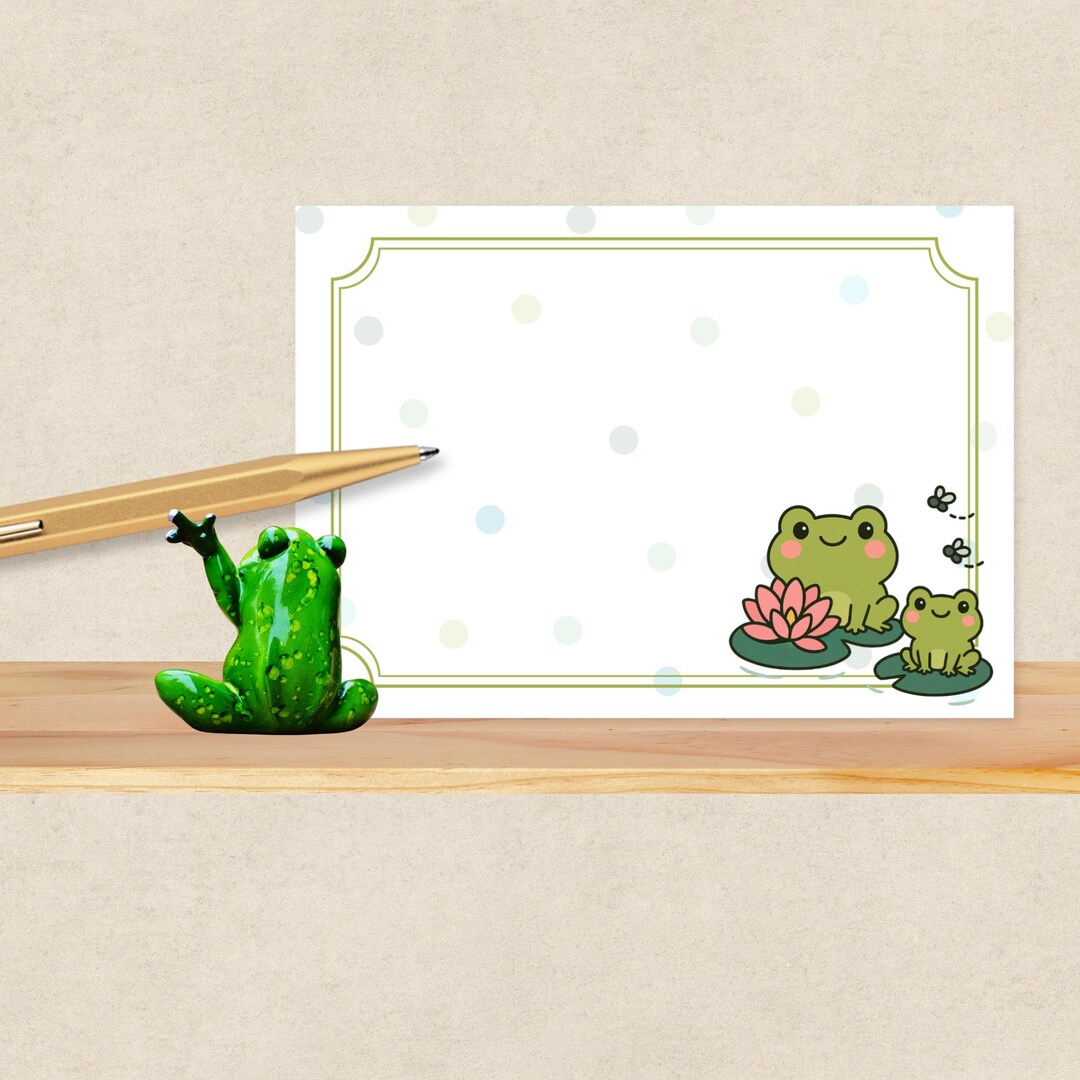 Frog Kawaii Flat Card | 5x7 (A7) Kawaii Stationery With White Envelopes ...