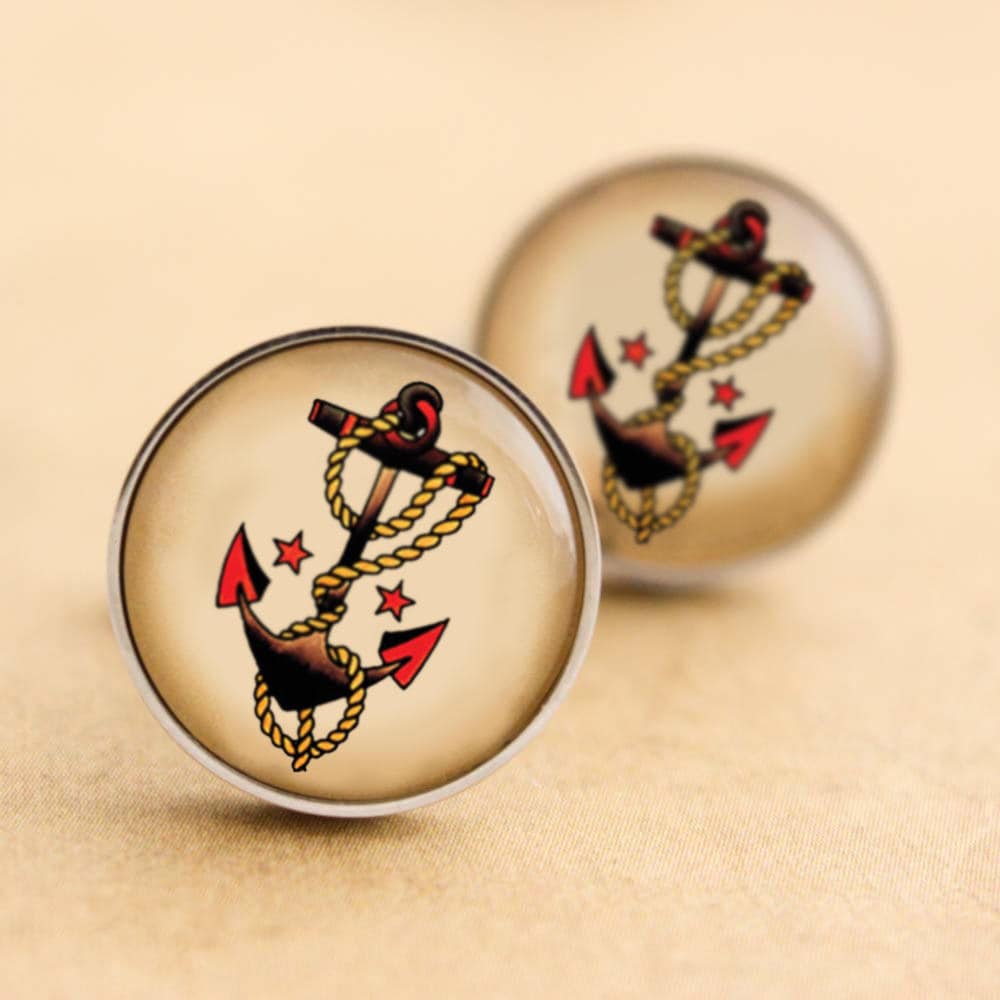 Silver Anchor Cufflinks Stainless Steel Cufflinks Nautical - Etsy UK