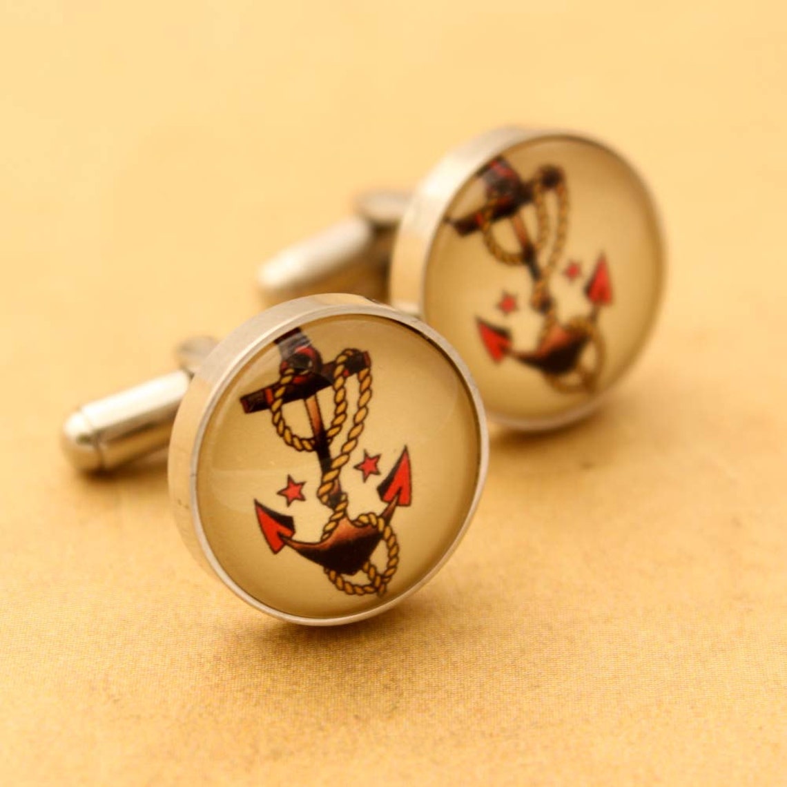 Silver Anchor Cufflinks Stainless Steel Cufflinks Nautical - Etsy UK