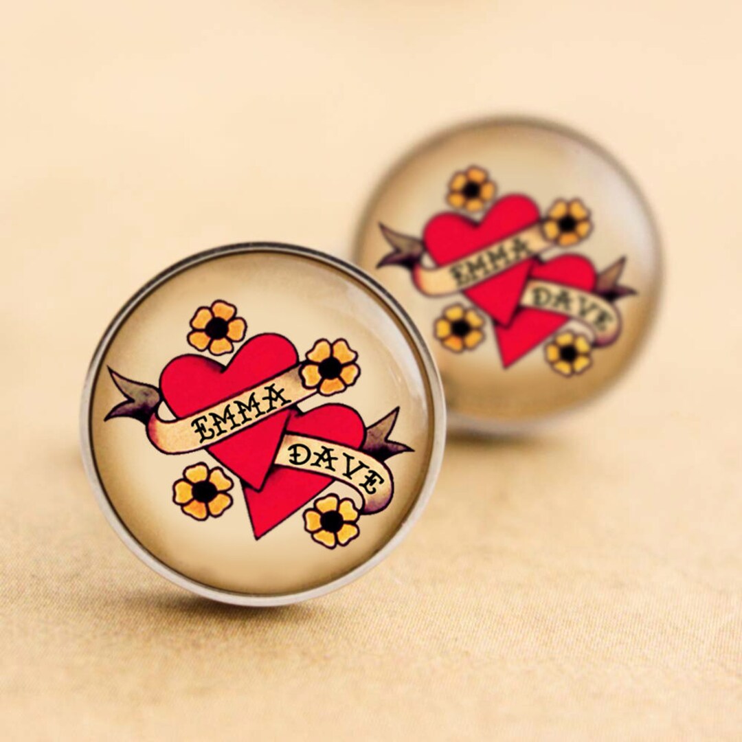 Valentines Cufflinks, Personalised Tattoo Cuff Links, Heart Cufflinks ...