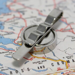 Personalised Map Tie Clip, Real Vintage Map, Sliver Tie Clip, Sliver ...