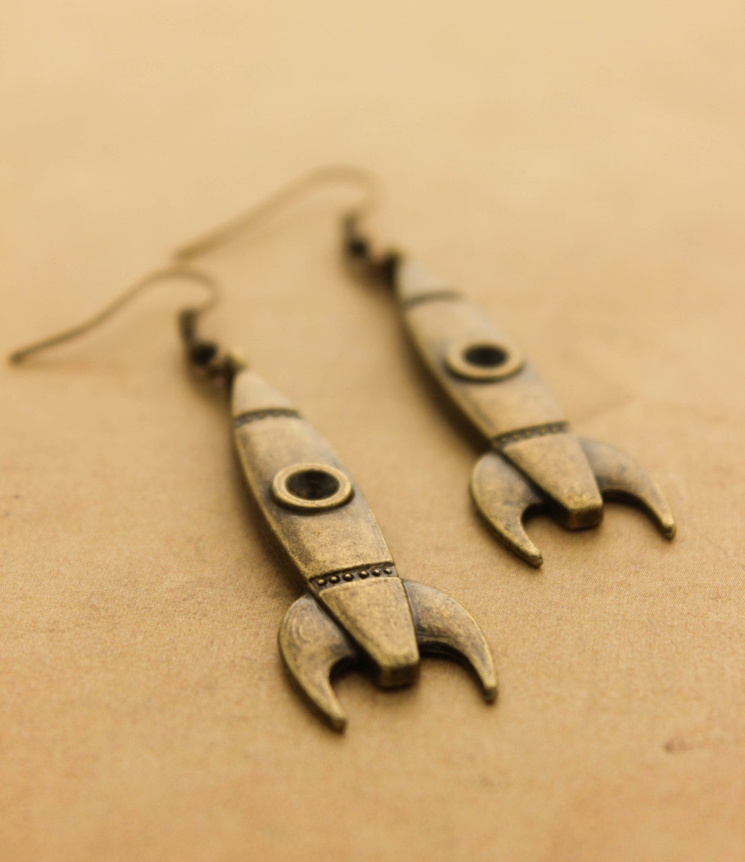 Bronze Rocket Earrings - Vintage Earrings, Steampunk Earrings, Scifi ...
