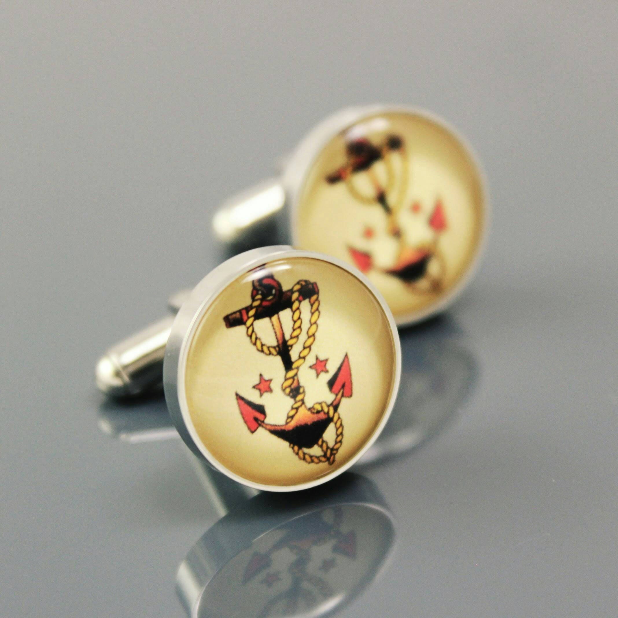 Silver Anchor Cufflinks Stainless Steel Cufflinks Nautical - Etsy UK