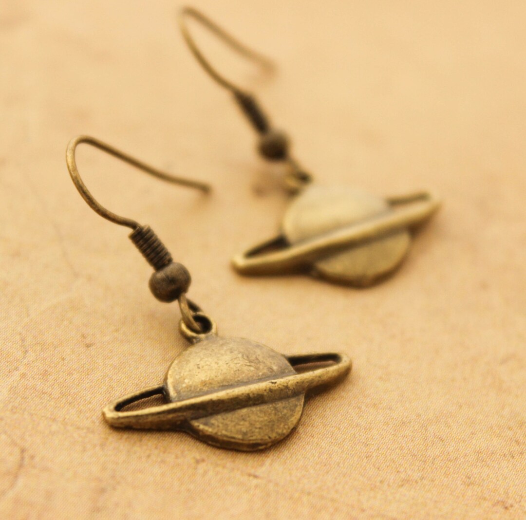 Bronze Planet Earrings, Space Earrings, Steampunk Earrings, Vintage ...