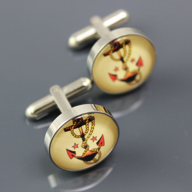 Silver Anchor Cufflinks Stainless Steel Cufflinks Nautical - Etsy UK