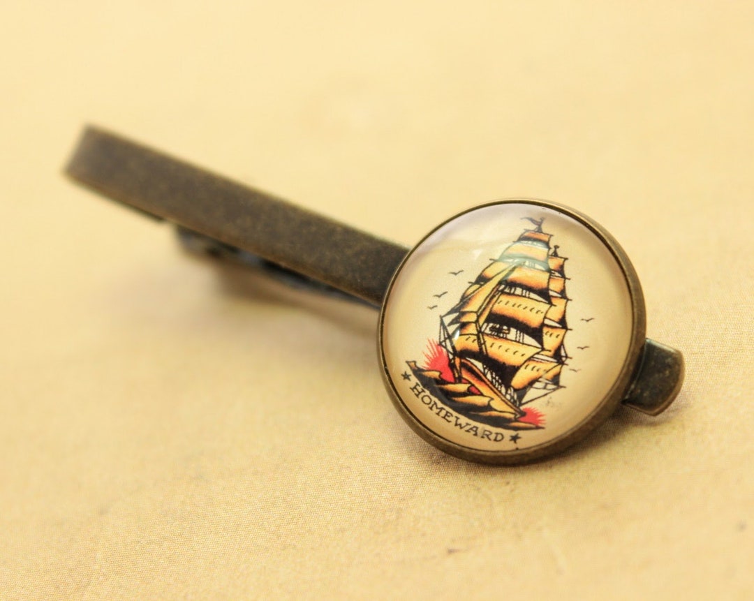 Sailor Jerry Tie Clip, Tattoo Ship Tie Clip, Tie Bar, Rockabilly Tie ...