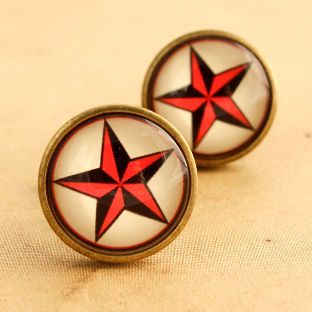 Star Cufflinks Rockabilly Cufflinks Red & Black Star Cuff - Etsy