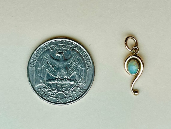 Antique Gold Opal Charm-Question Mark - Gem