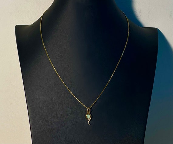 Antique Gold Opal Charm-Question Mark - Gem