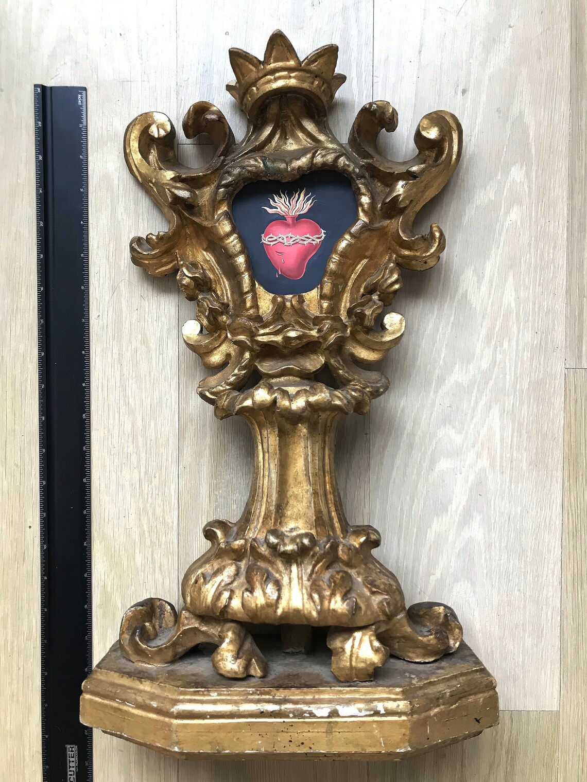 Baroque Gilded Reliquary Hand Painted Sacred Heart Painting-1700's - Etsy