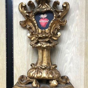 Baroque Gilded Reliquary Hand Painted Sacred Heart Painting-1700's - Etsy
