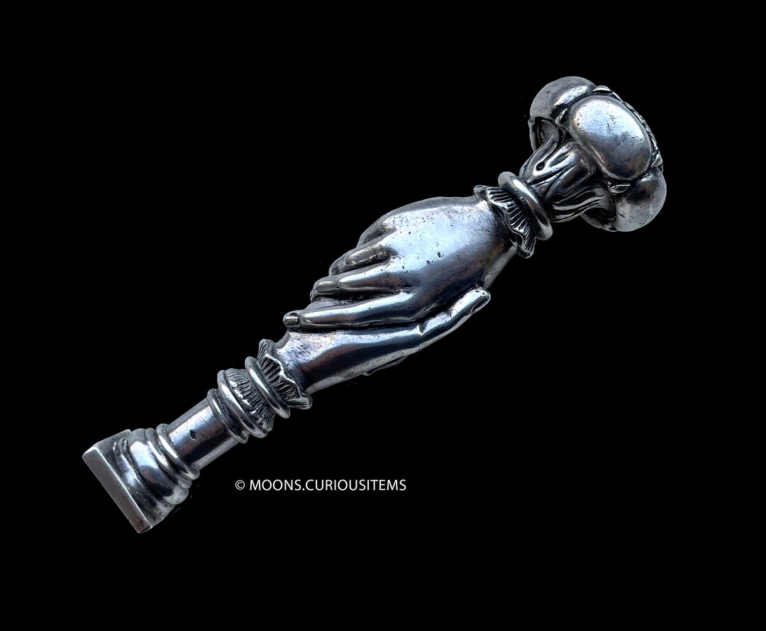 Victorian Clasped Hands Seal -gorgeous Very Heavy Weight Solid Sterling ...