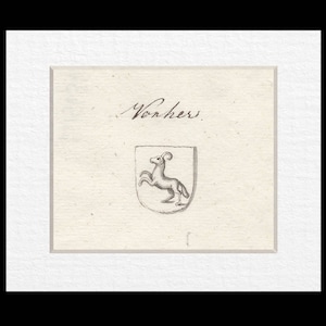 Hand Drawn Family Crest-rare From the 1700's A Rampant Goat - Etsy