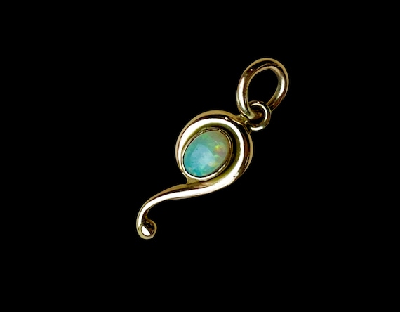 Antique Gold Opal Charm-Question Mark - Gem