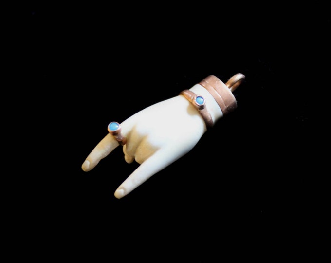 Victorian Ivory Hand Charm W 18CT Rose Gold Settings & - Etsy