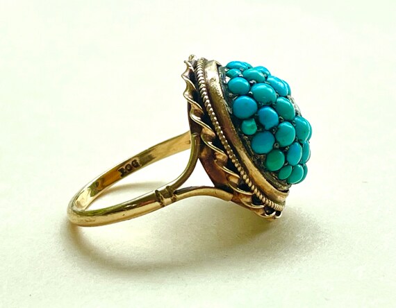 Victorian Pavé Turquoise & Diamond Ring -Persian Turq… - Gem