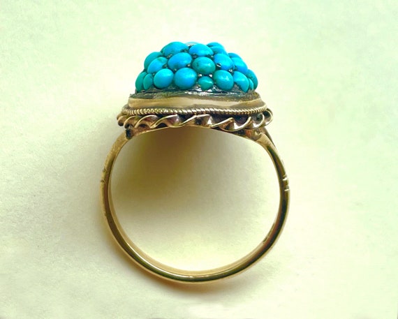 Victorian Pavé Turquoise & Diamond Ring -Persian Turq… - Gem