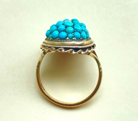 Victorian Pavé Turquoise & Diamond Ring -Persian Turq… - Gem