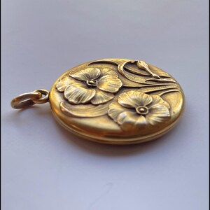 Art Nouveau Gold Locket With Poppy Flowers-fantastic Condition - Etsy